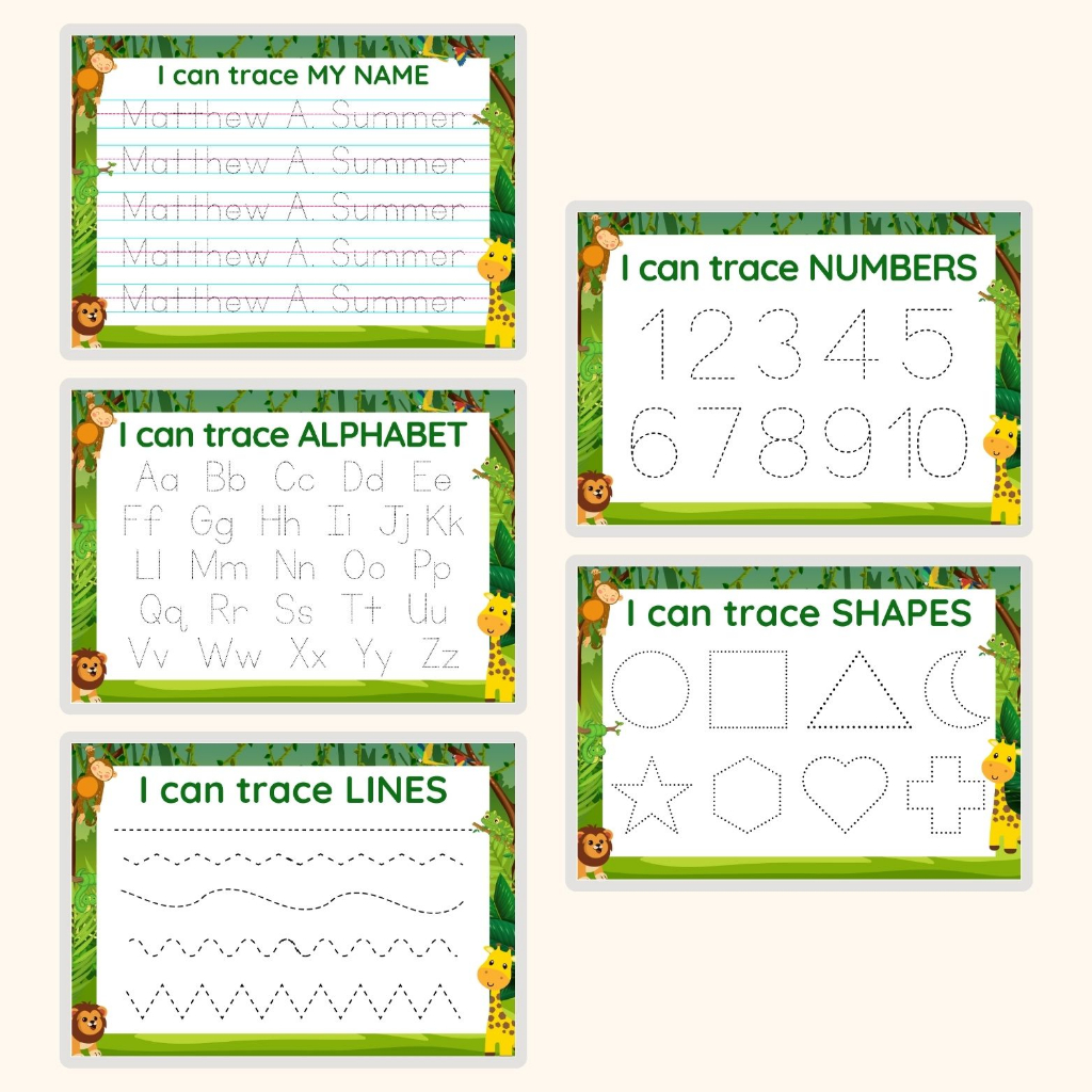 I CAN TRACE Customized Tracing Chart A4 Laminated for Toddler and Kids ...