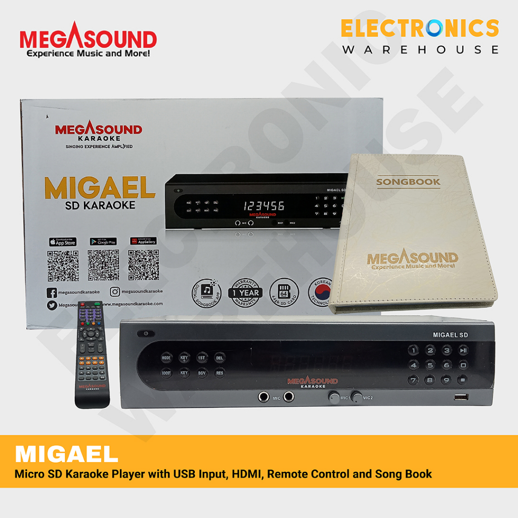 Megasound MIGAEL, Micro SD Karaoke Player with USB Input, HDMI, Remote ...