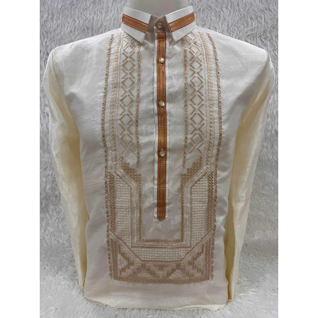 Barong Tagalog PInya Organza with Lining Special Ribbon design | Shopee ...