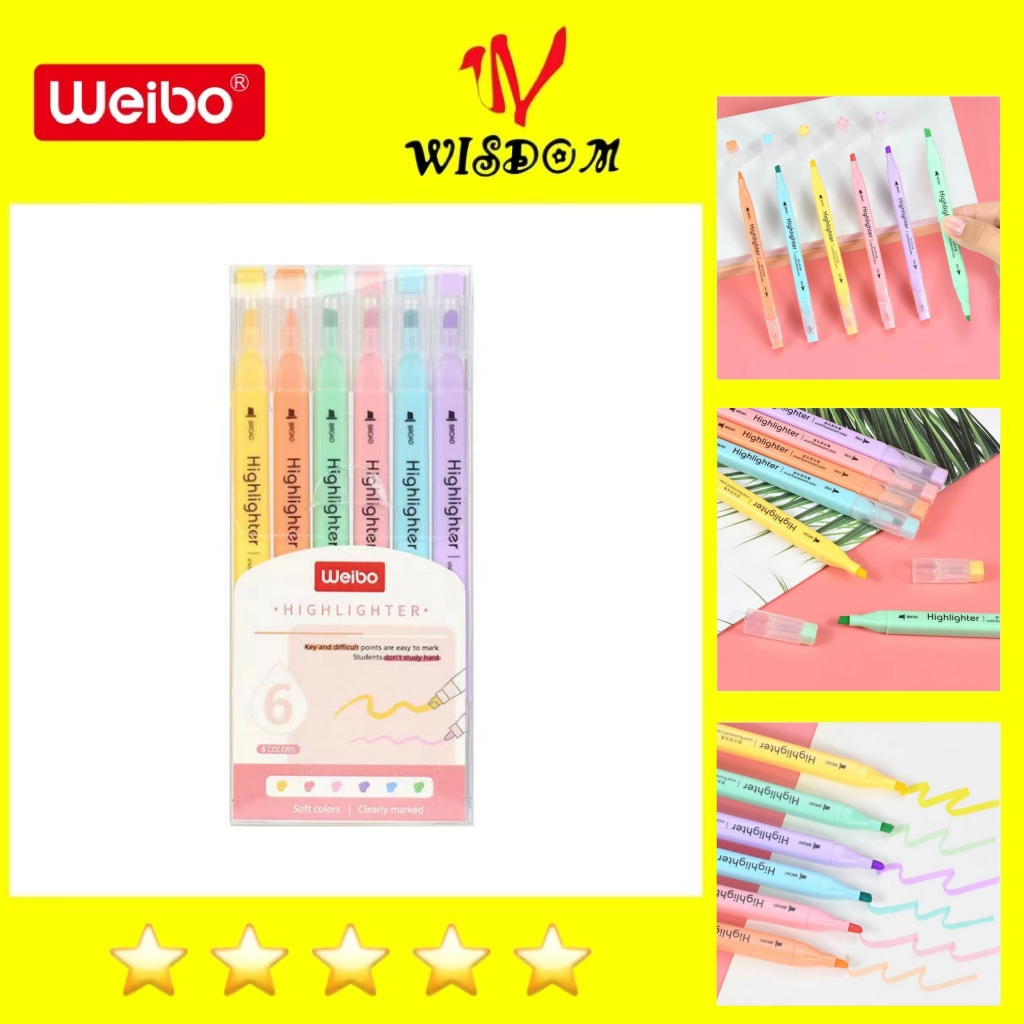 WISDOM WEIBO WD-908-6 DOUBLE HIGHLIGHTER school supplies (NEW) SCHOOL ...