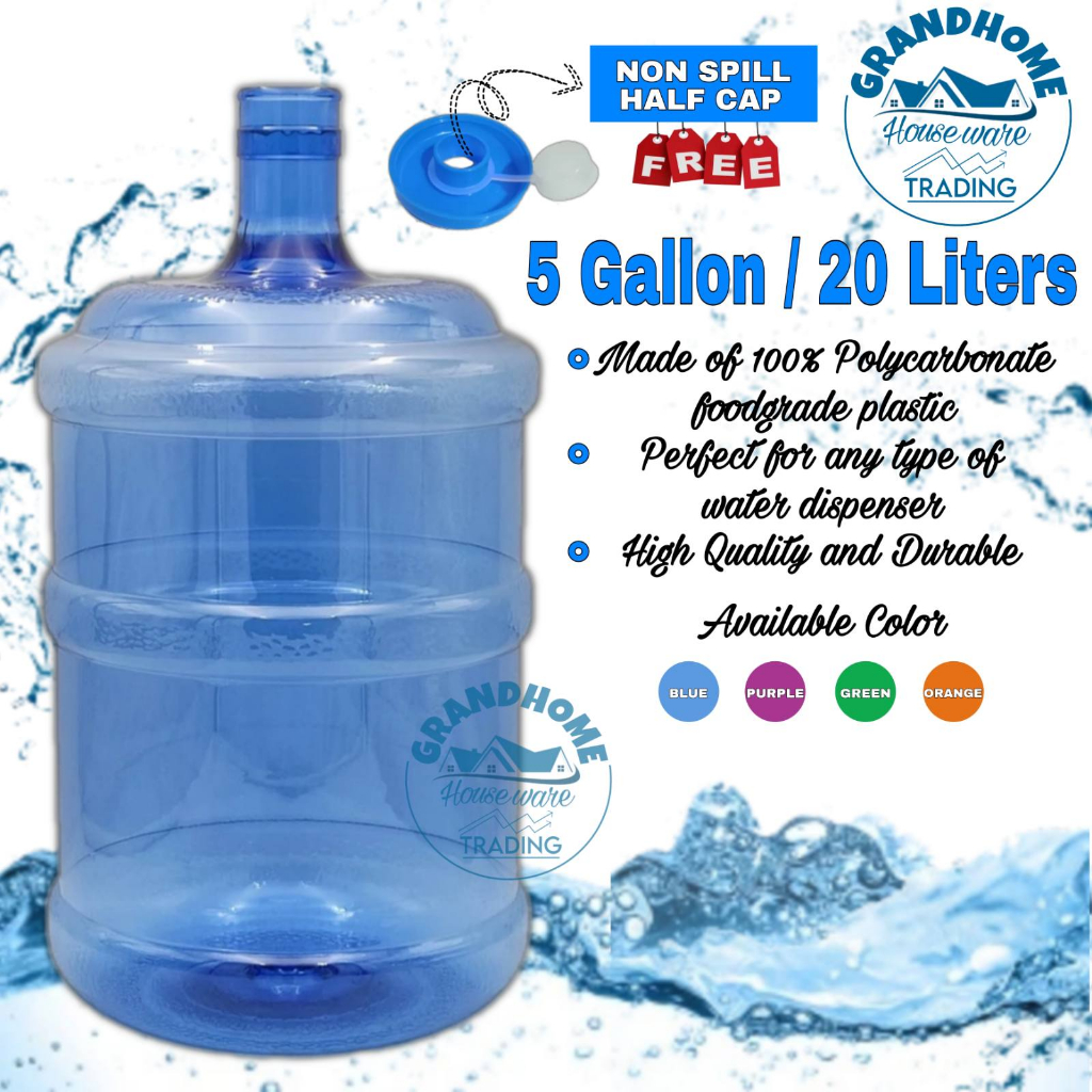 ROUND WATER DISPENSER CONTAINER 5 GALLON 20 LITERS WITH NON SPILL CAP