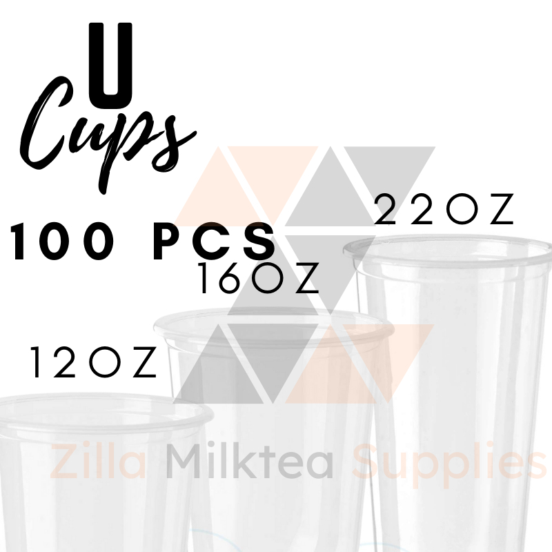 U Cups 100pcs U360, U500, U700 for MilkTea, Shakes, Frappe and Coffee ...