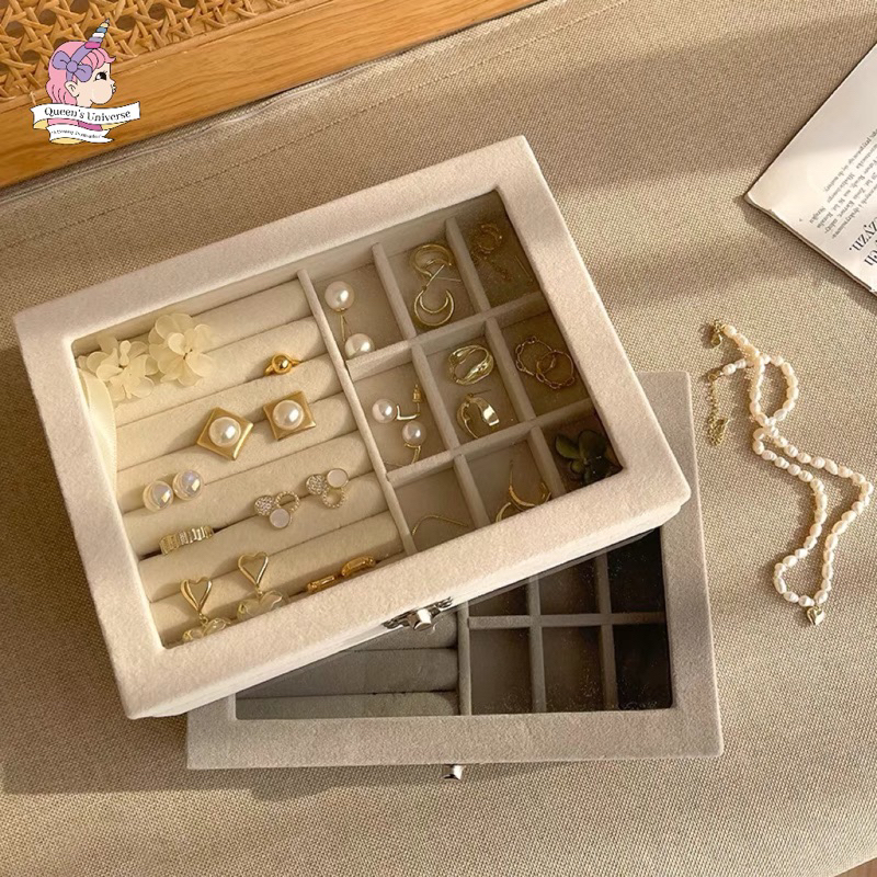 Velvet Elegant Classy Jewelry Box Accessories Organizer Storage Box ...
