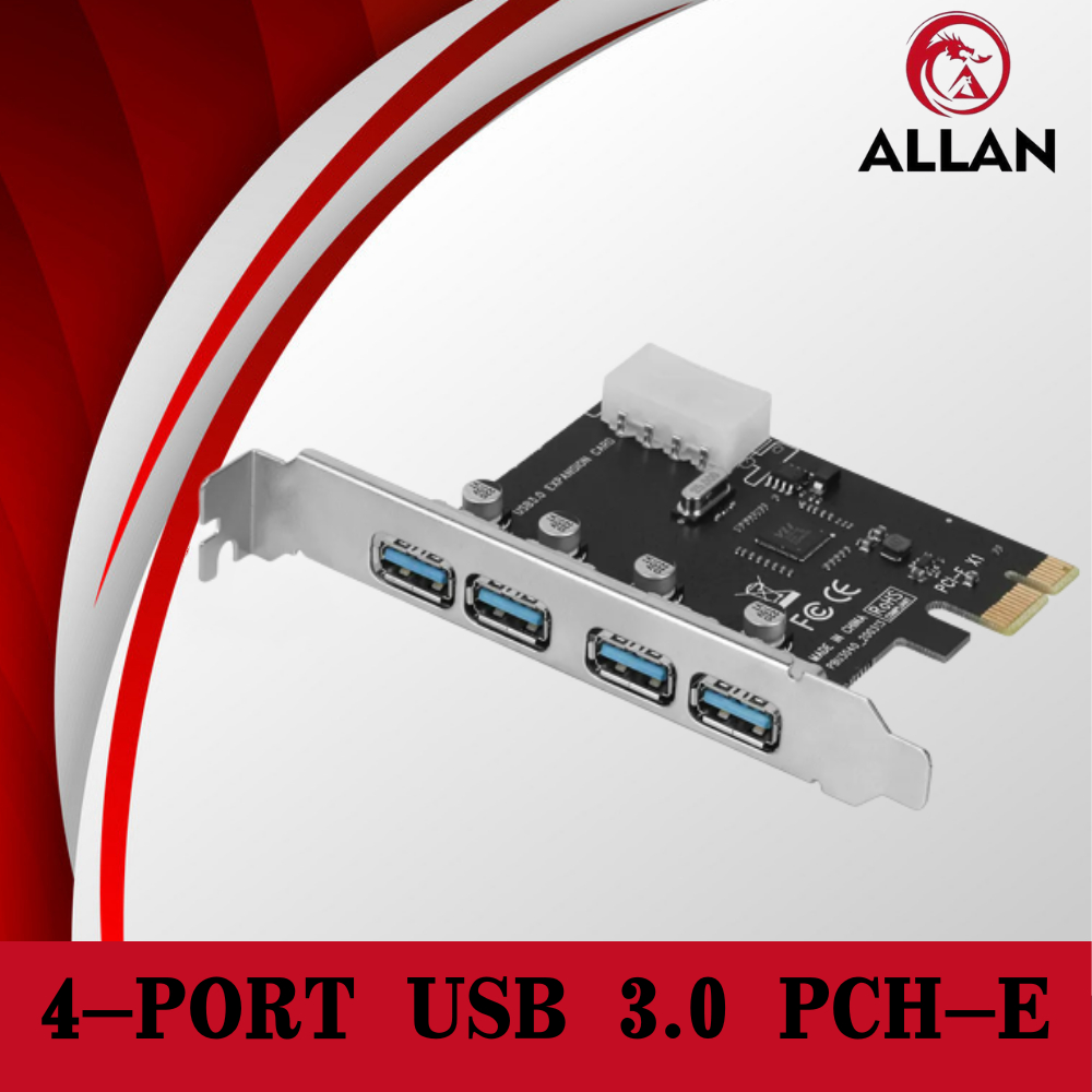 ALLAN 4-port PCI-E to USB 3.0 HUB PCI Express expansion card adapter board | Shopee Philippines