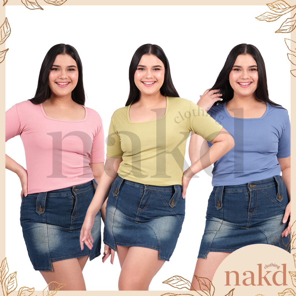 NAKD FASHION MARROL PLUS SIZE KNITTED SQUARE NECK BASIC DAILY CASUAL ...