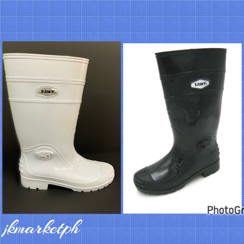 Hawk Rain Boots Mens Black White | Shopee Philippines