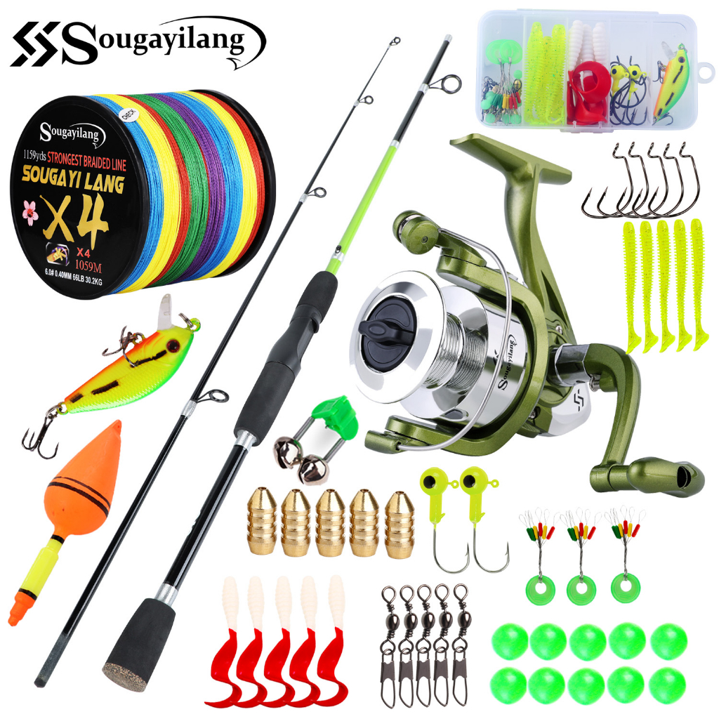 Sougayilang Spinning Fishing Rod 1.8m 2 Sections Spinning Fishing Reel ...