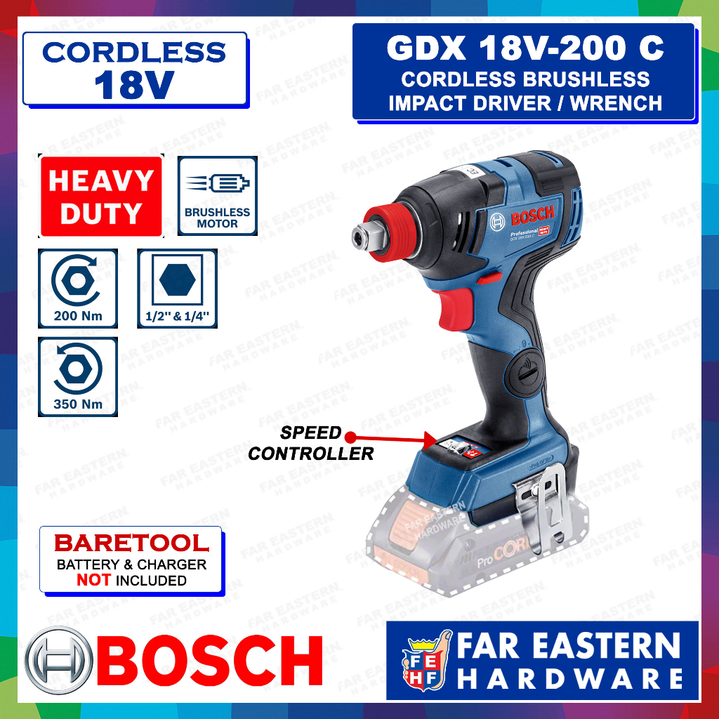 BOSCH GDX 18V-200 C Cordless Brushless Impact Driver / Wrench (Baretool ...