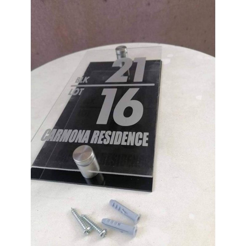 HOUSE NUMBER/BLK AND LOT SIGNAGE 5"X9" DOUBLE ACRYLIC WITH TOX BOLTS ...