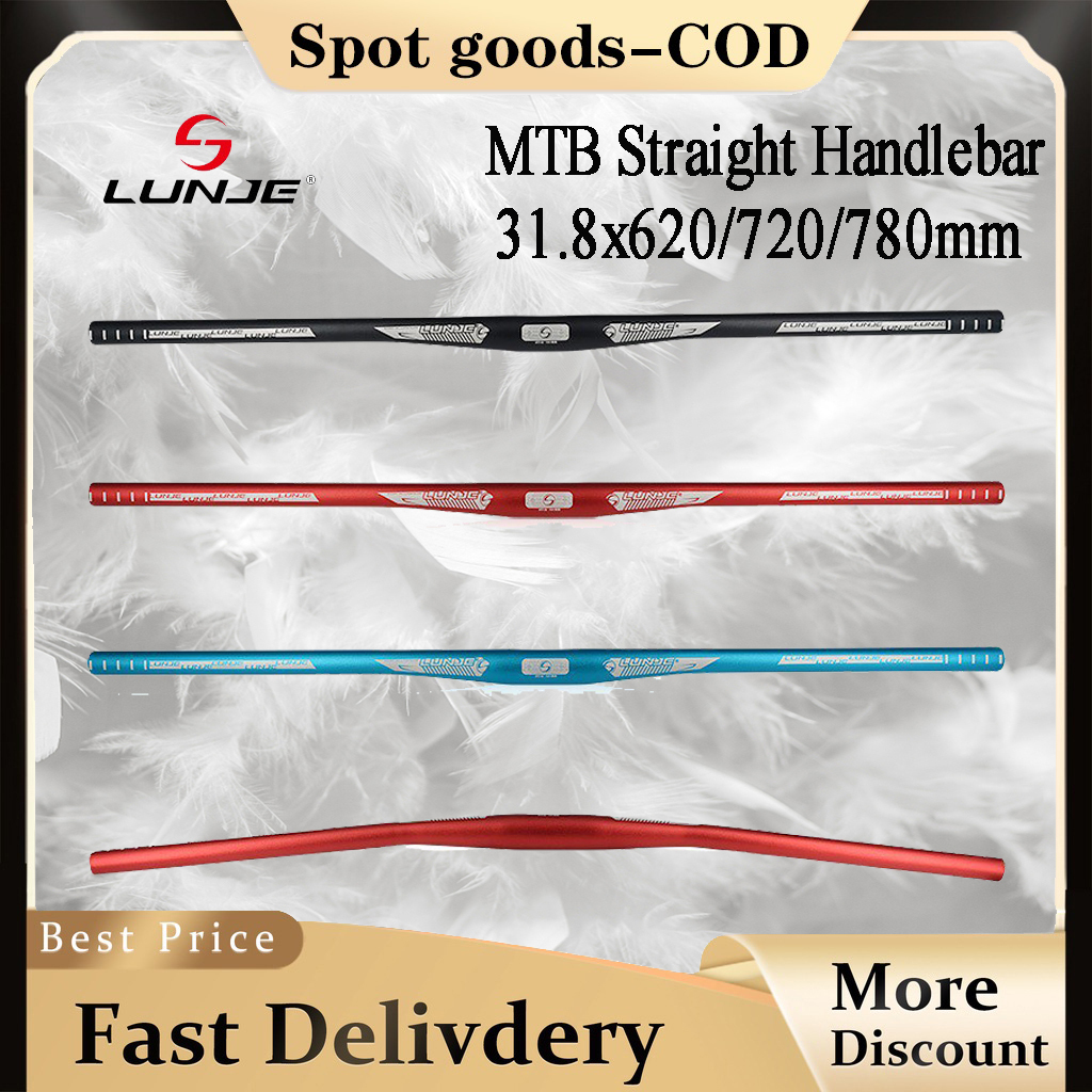 LUNJE Mountain Bike Handlebar 31.8x620/720/780mm Straight Aluminum ...