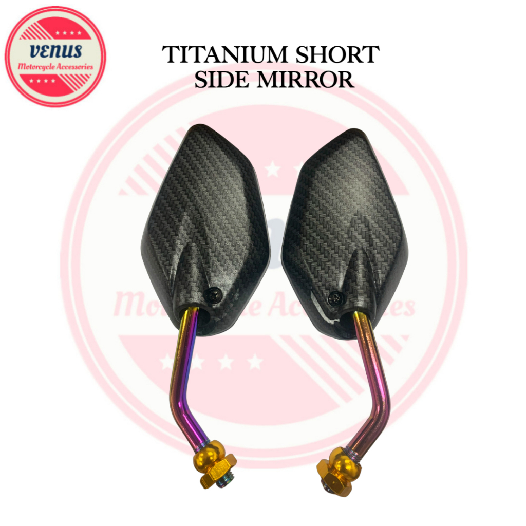 Side Mirror Motorcycle Universal Blue Gold Gradient SHORT Titanium side ...