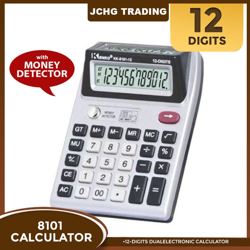JCHG KENKO 8101 12-Digits Calculator with Dual Display and Money ...