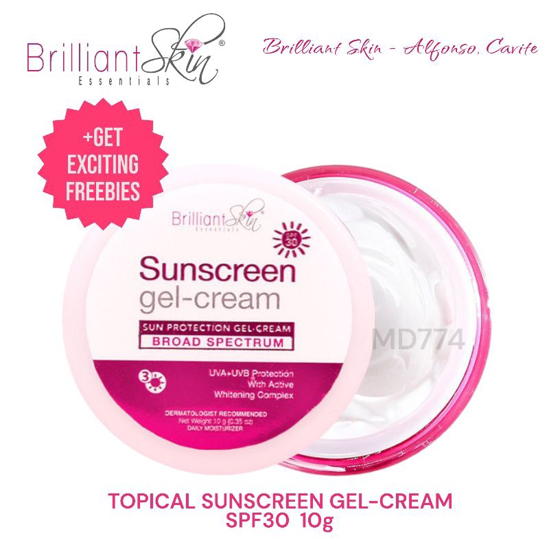 BRILLIANT SUNSCREEN CPR | TOPICAL SUNSCREEN GEL-CREAM 10g | Shopee ...