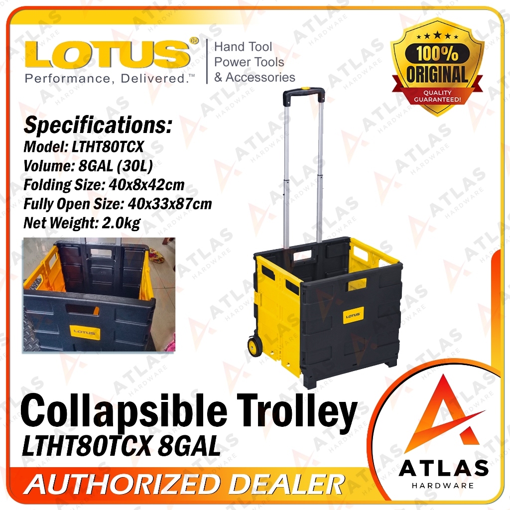 Lotus Collapsible Trolley 8 Gal Crate Foldable Hand Truck Shopping Push ...