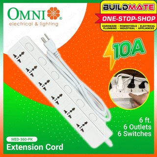 BUILDMATE Omni Extension Cord Set with Individual Switch 6 Gang ...