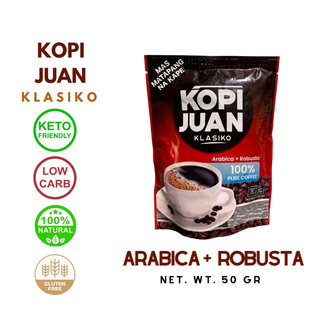 KOPI JUAN KLASIKO 50g Arabica + Robusta 100% Pure Coffee | Shopee ...