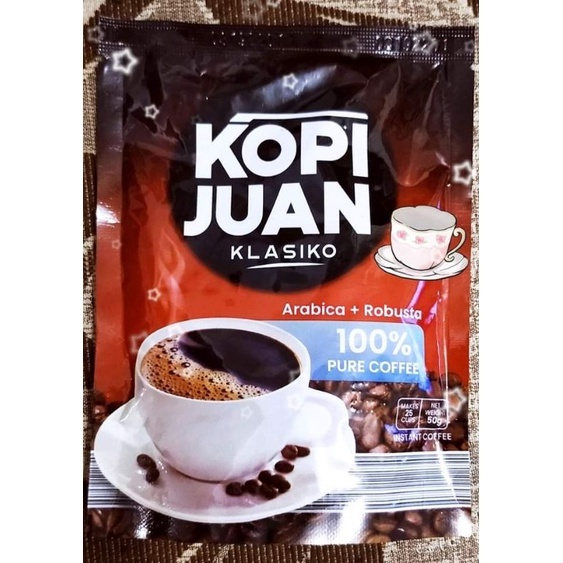 KOPI JUAN KLASIKO 50g Arabica + Robusta 100% Pure Coffee | Shopee ...