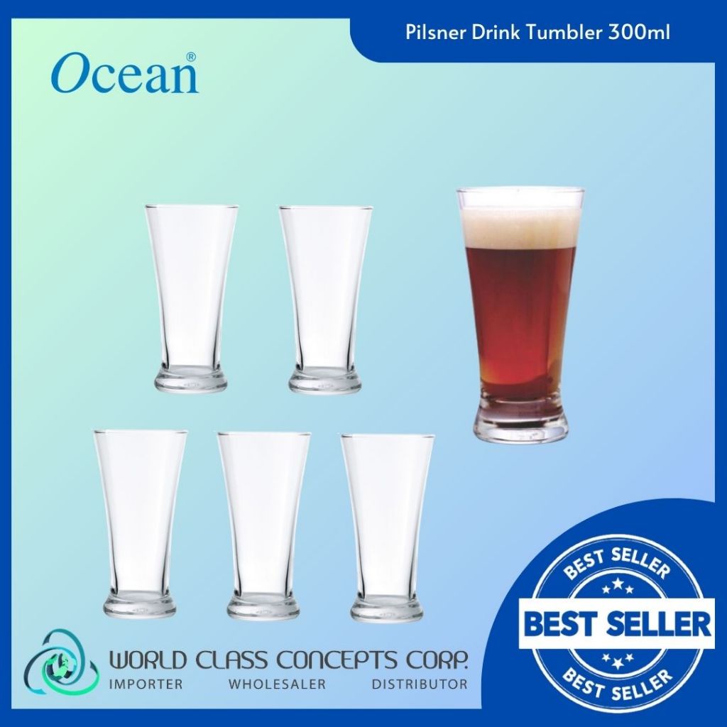 Ocean Glassware Pilsner Tumbler Water Juice Drinking Glass 300ml (Set ...