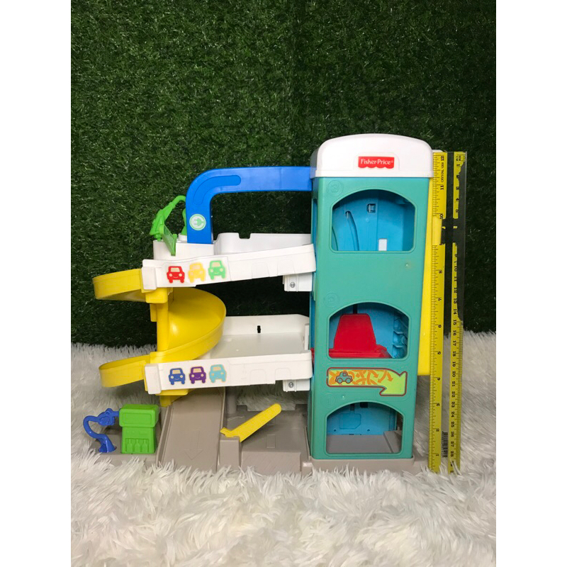 Fisher-Price Little People Toddler Toy Helpful Neighbor's Garage Playset with Spiral Ramp ...