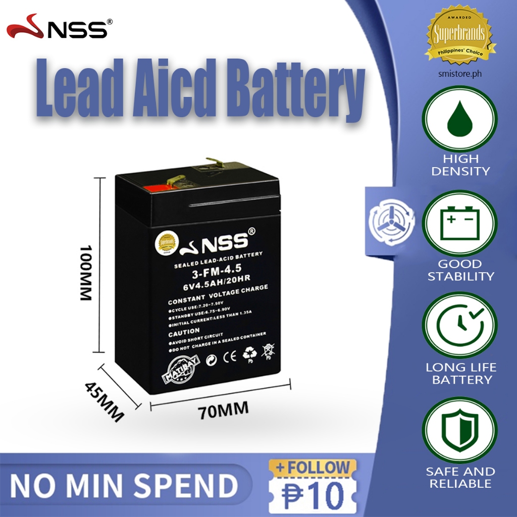 NSS Solar Battery 6V 4.5AH Rechargeable Sealed Lead Acid Battery ...