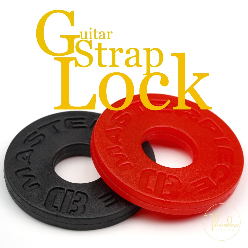 Guitar Strap Lock (2 pieces) 4mm Thick Black or Red Silicon Rubber ...