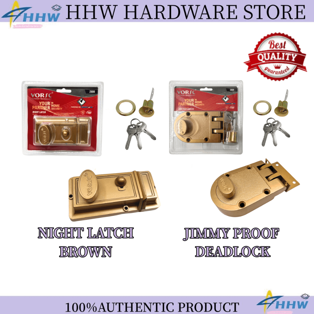HHW HARDWARE STORE VORSC NIGHT LATCH BROWN , JIMMY PROOF DEADLOCK DOOR ...