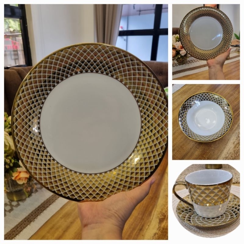 Luxury Nordic design with mettalic accent ceramic dinner ware | Shopee ...