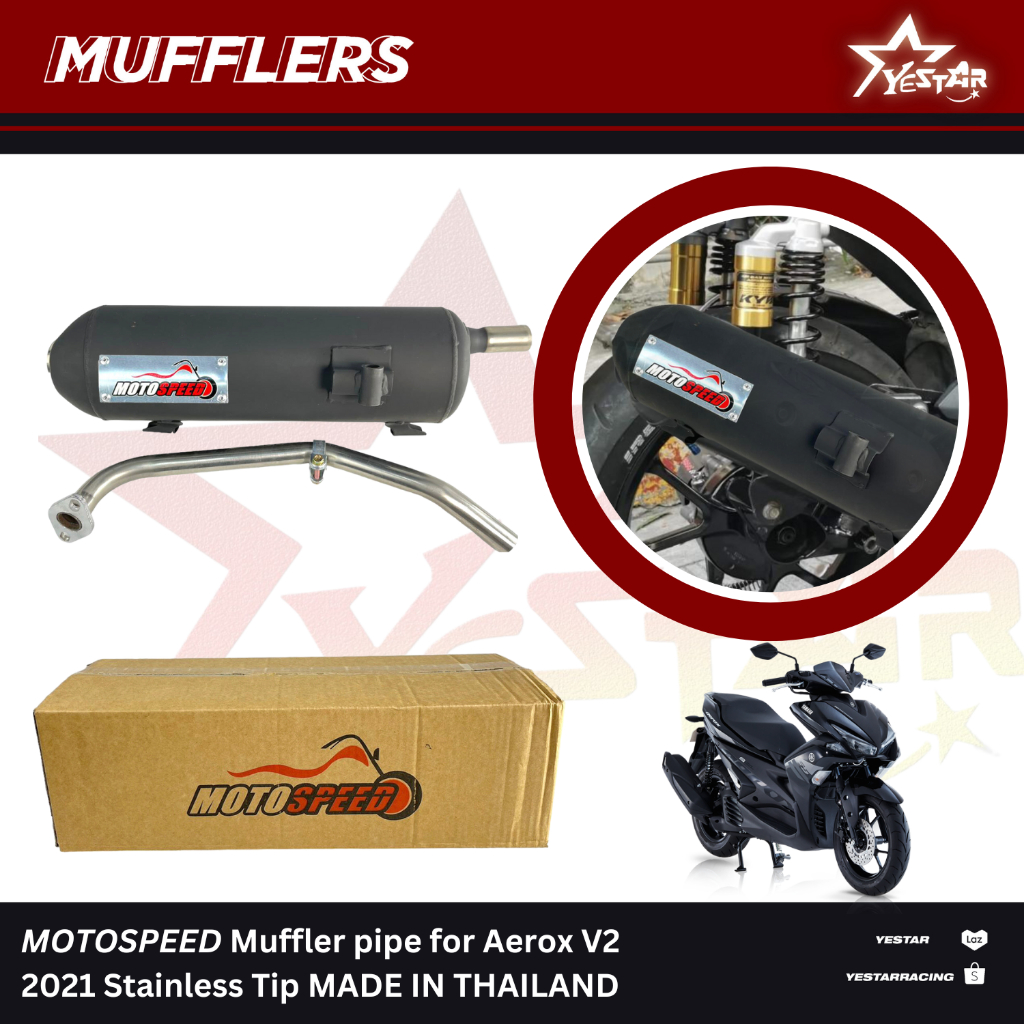 yestar_ Motospeed Muffler pipe for AEROX V2 2021 Stainless tip Made in ...