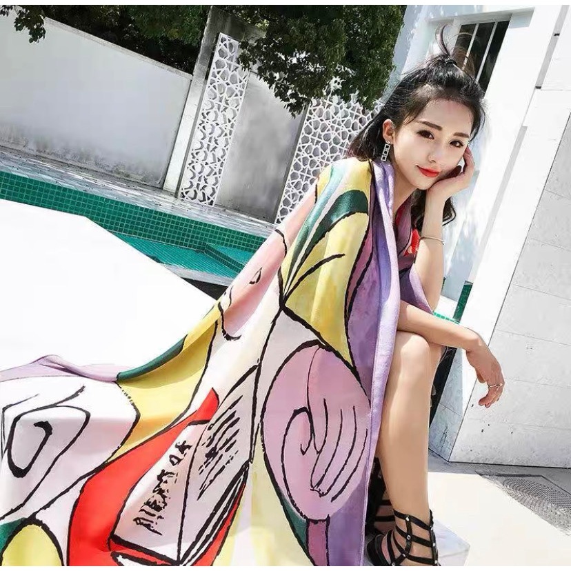 Summer Scarf Big size Blue Print Shawl Balabal | Shopee Philippines