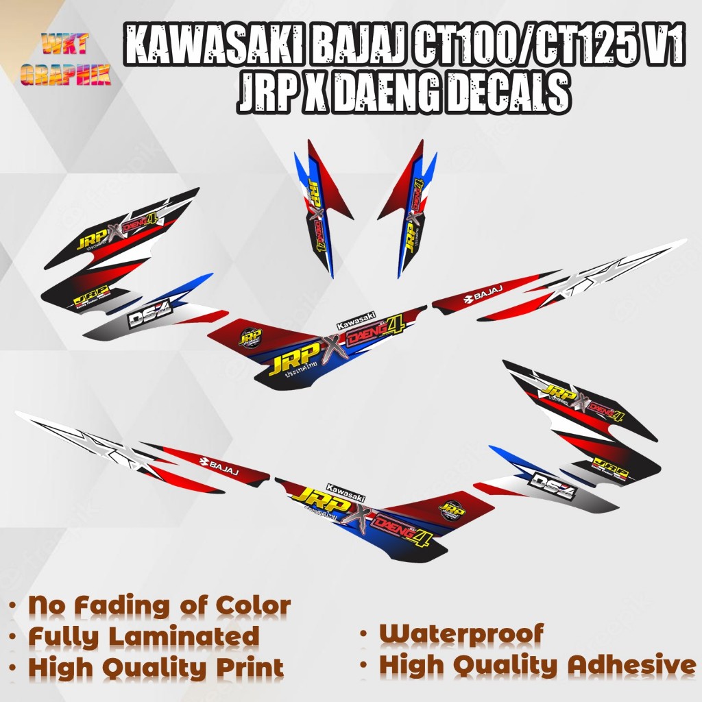 KAWASAKI BAJAJ CT100/125 JRP X DAENG V1 DECALS (WATERPROOF, NO FADE ...