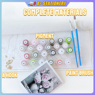 【Ready Stock】Digital Oil Paint By Numbers 20x 20cm Canvas Frame Number ...