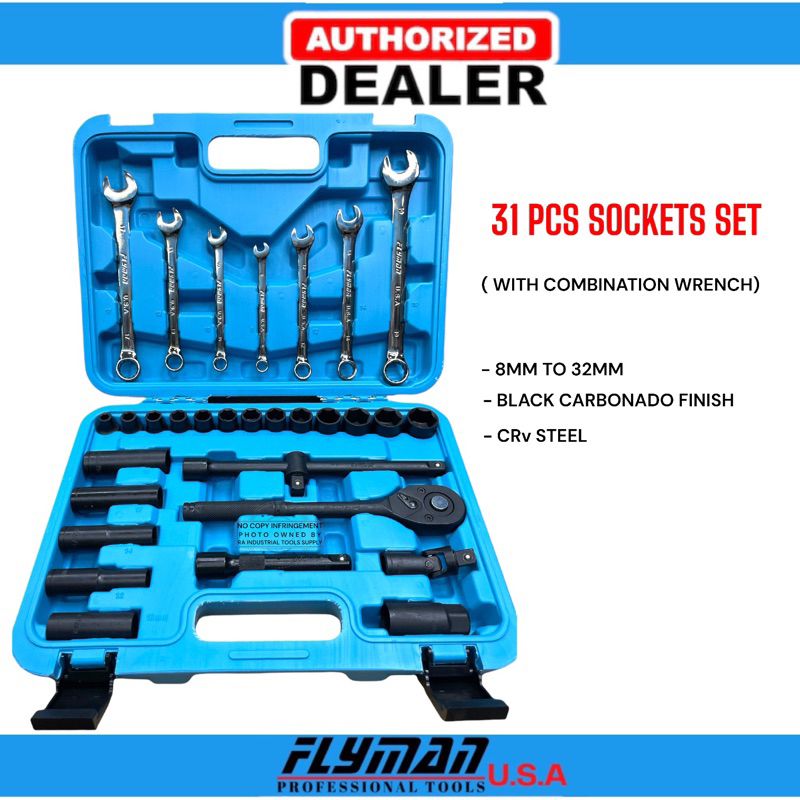 Flyman Tools Usa 31 Pcs Sockets Set With Deep Sockets And Combination ...