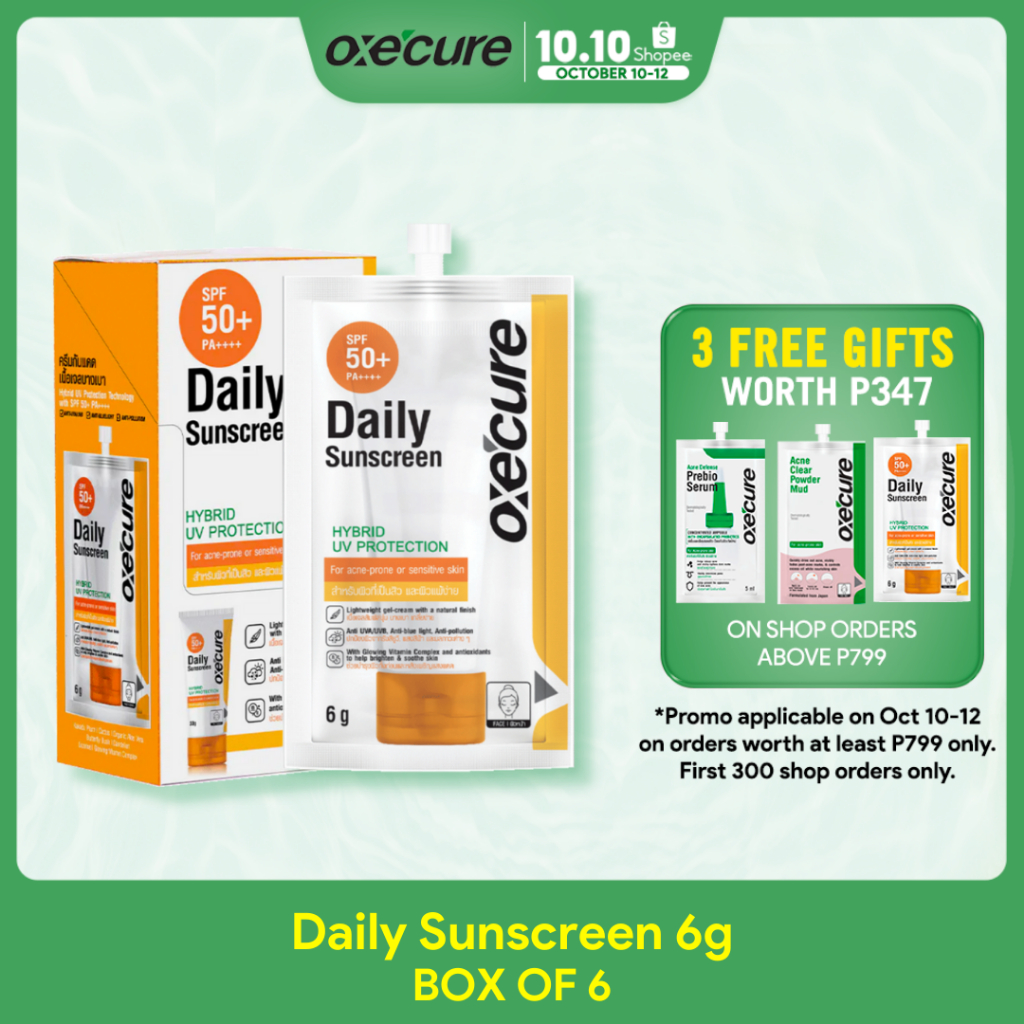 OXECURE Daily Sunscreen SPF 50+/PA++++ 6g Box of 6 | Shopee Philippines
