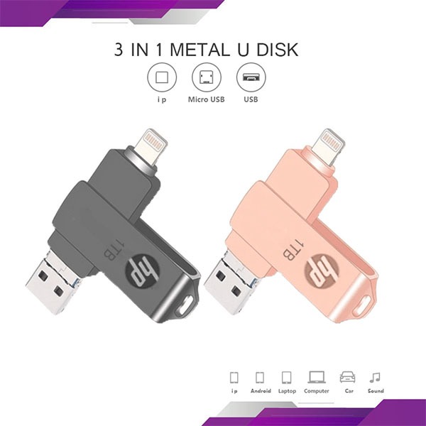 HP 1TB 3 in 1 OTG Usb Flash Drives Metal Waterproof High speed U Disk ...