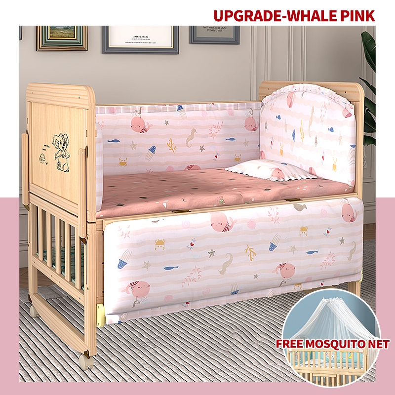 Wooden Crib Wooden Shelf Crib Rocker Crib with Mosquito Net and ...