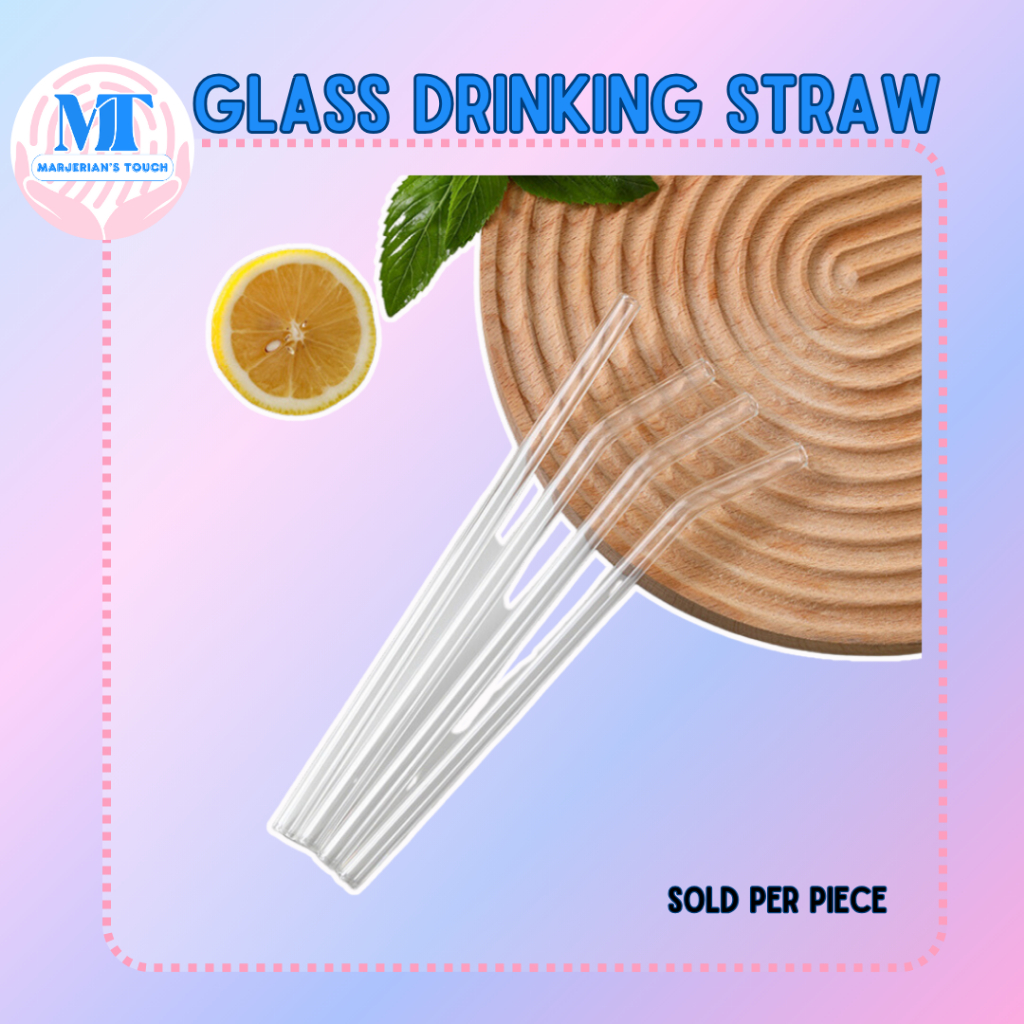REUSABLE GLASS STRAW BOROSILICATE PYREX TRANSPARENT DRINKING COFFEE ...