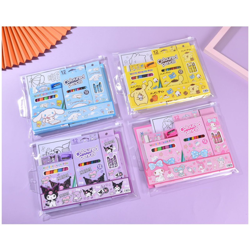 Sanrio Cute Cartoon Portable Student Stationery Set Coloring Set ...