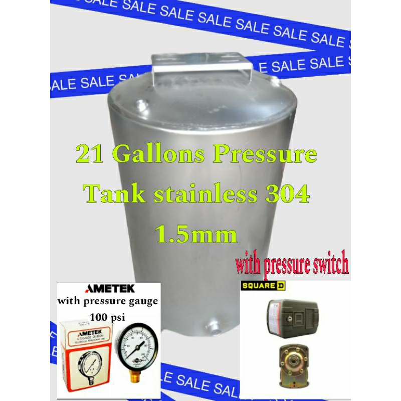 21 Gallons Pressure Tank Stainless 304 1.5mm w/base | Shopee Philippines