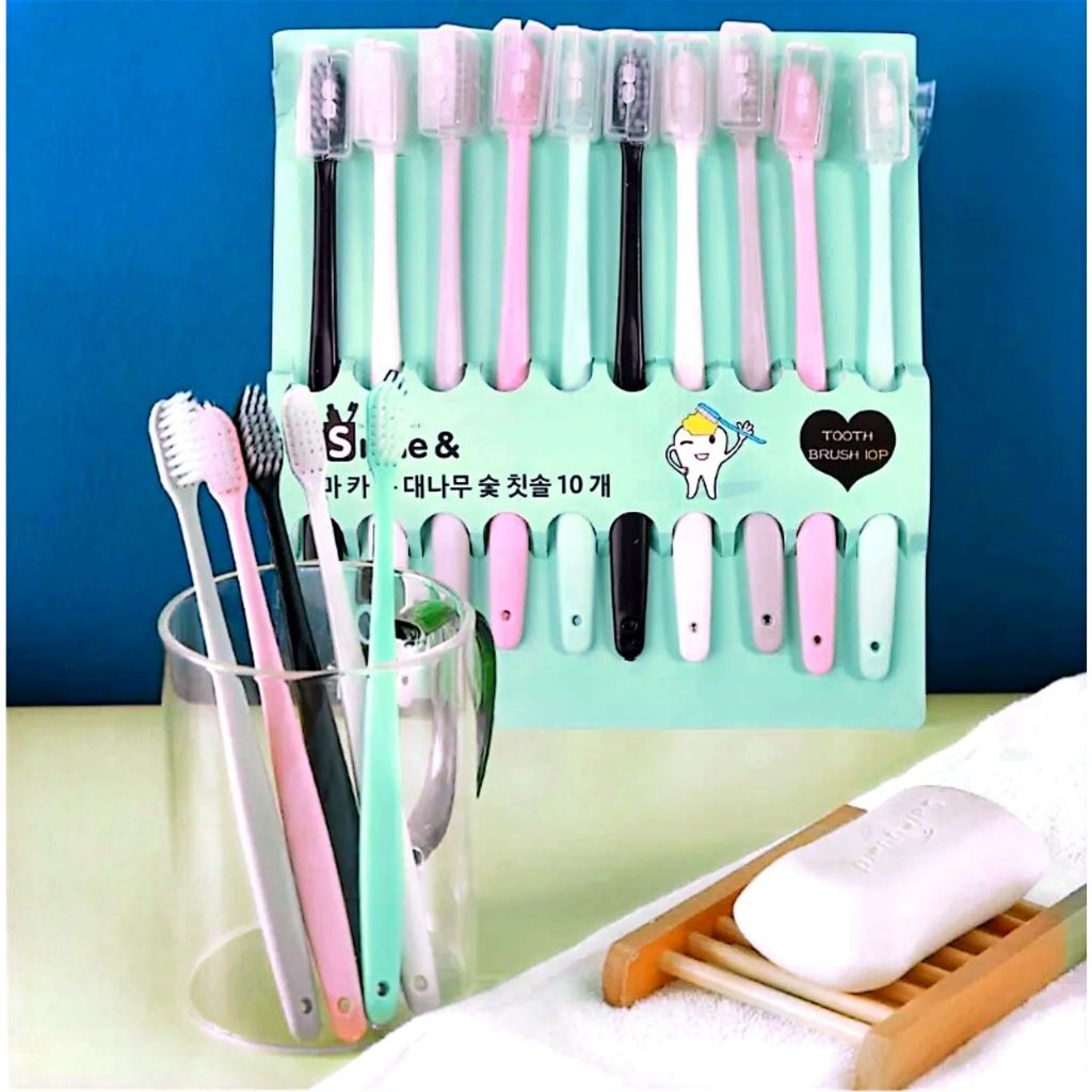 10 Pcs Set Kids Adults Soft Bristled Toothbrush Adult Teeth Cute Design ...