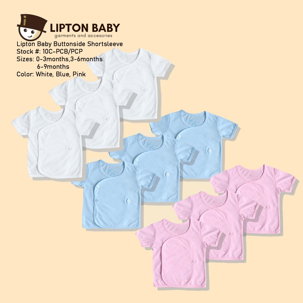 Lipton Baby Button-Side Short-Sleeves Top (Set of 3) White/Blue/Pink ...