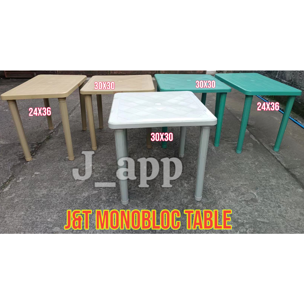 J&T Table Heavy Duty Indoor/Outdoor Monobloc Table 24 x 36 4seater and ...
