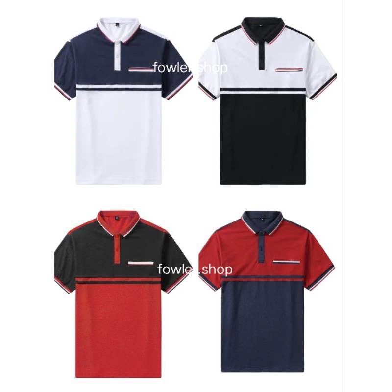 New men's polo shirt Korean fashion combination colored polo shirt ...