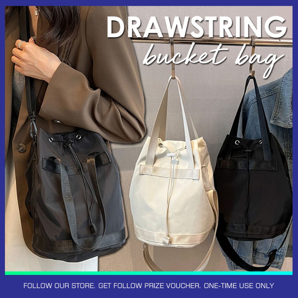 Nylon Drawstring Bucket Bag Women Sling Bags Korean Fashion Handbags ...