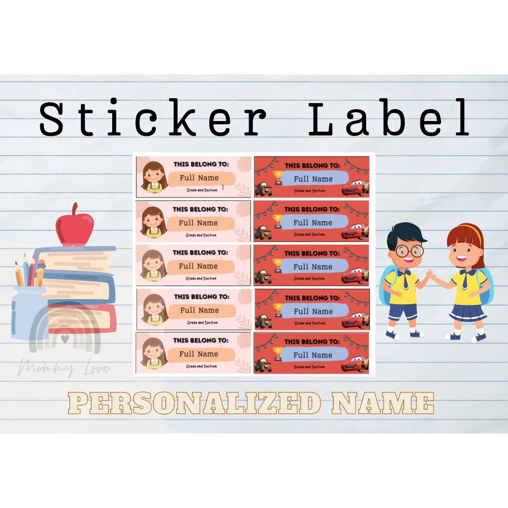 No. 3| Personalized Sticker Label |School |Subject |Name |Customize ...