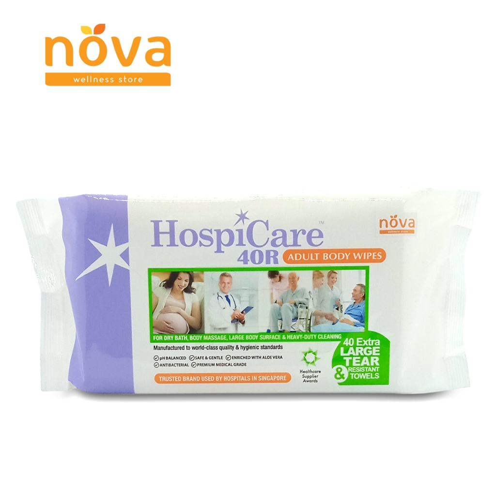 HospiCare 40R Adult Body Wipes 40 Extra Large Tear & Resistant Towels ...