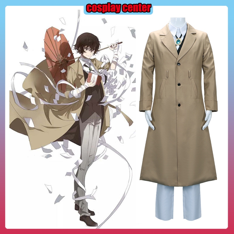 Anime Bungo Stray Dogs Dazai Osamu Cosplay Costume Long Jacket Coat ...