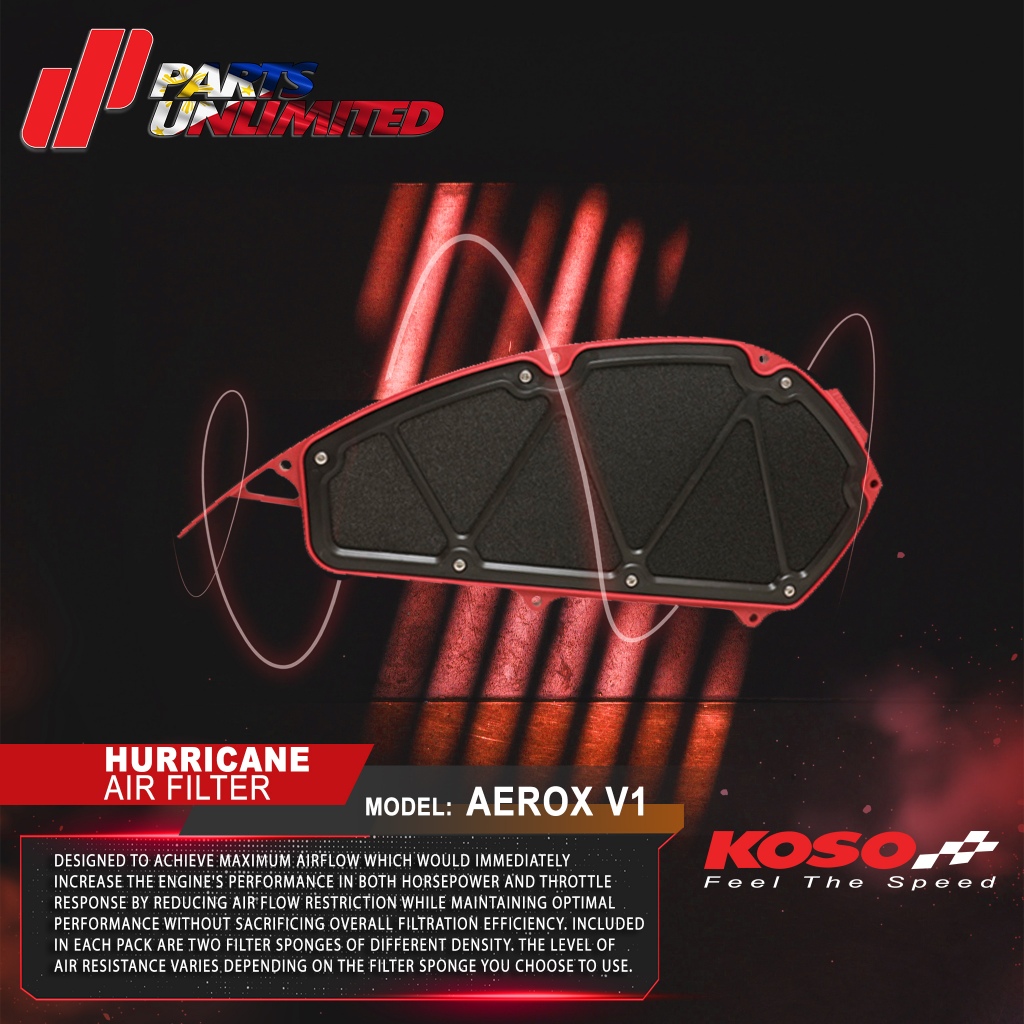 KOSO HURRICANE AIR FILTER YAMAHA AEROX V1 | Shopee Philippines