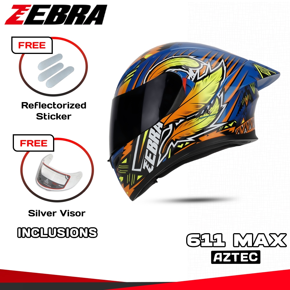 ZEBRA 611 MAX Aztec Design Full Face Helmet Dual Visor Motorcycle ...
