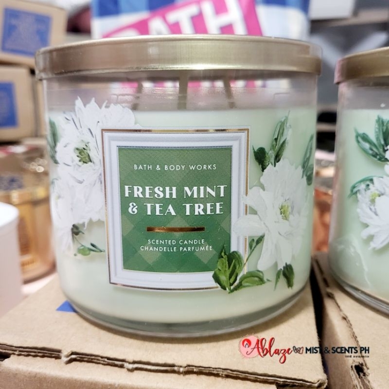 Fresh Mint & Tea Tree 3 Wick Candle by Bath & Body Works | Shopee ...
