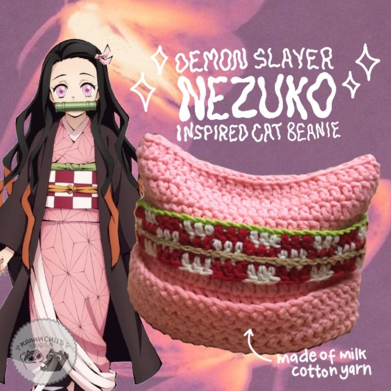 Demon Slayer "NEZUKO" Kimetsu no Yaiba Inspired Crochet Square Cat ...